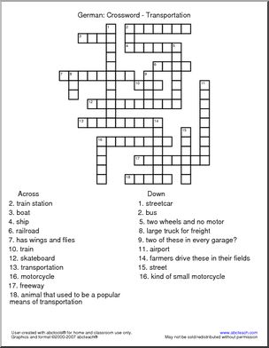 German: Unscramble the Words – Transportation – Abcteach