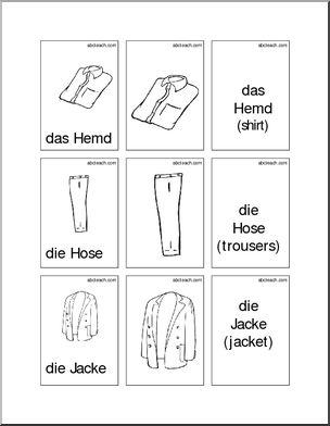 German: Flashcards – Clothing – Abcteach
