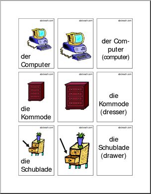 German: Flashcards – Furniture – Abcteach