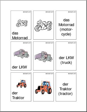German: Flashcards – Transportation – Abcteach