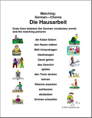 German: Matching – Chores – Abcteach