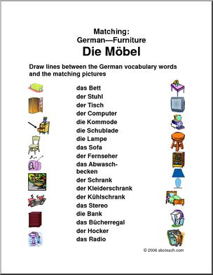 German: Matching – Furniture – Abcteach