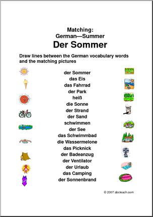 German: Matching – Summer – Abcteach