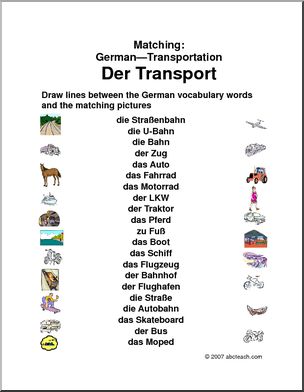 German: Unscramble the Words – Transportation – Abcteach