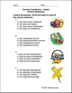 German: Picture Sentences – Easter – Abcteach