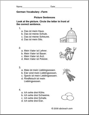 German: Picture Sentences – Vacation – Abcteach