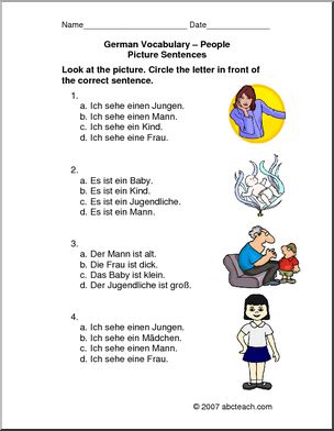 German: Picture Sentences – People – Abcteach
