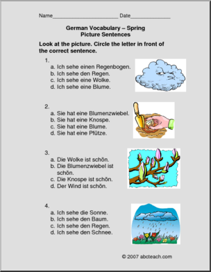 German: Matching – Spring – Abcteach