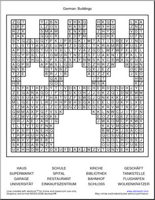 German: Word Search – Buildings – Abcteach