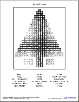 German: Word Search – Christmas – Abcteach