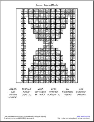 German: Word Search – Christmas – Abcteach