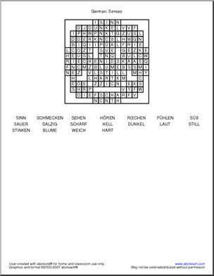 German: Word Search – Senses – Abcteach