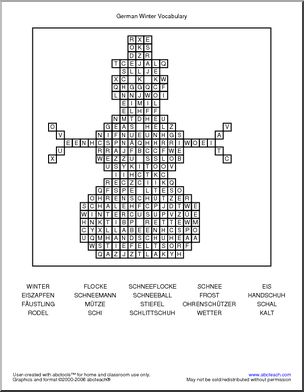German: Word Search – Winter – Abcteach