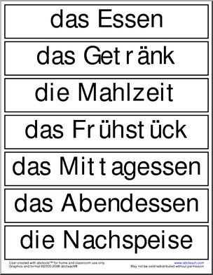 Das Essen / Foods – Abcteach