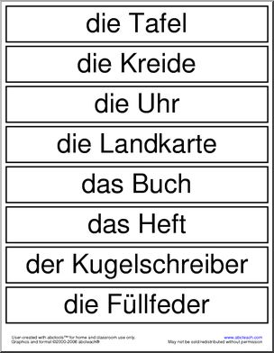 German: Word Wall – Summer – Abcteach