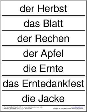 German: Word Wall – Fall – Abcteach