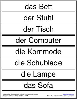 German: Word Wall – Food – Abcteach