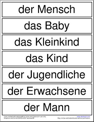 German: Word Wall – People – Abcteach
