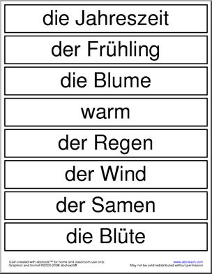 German: Word Wall – Spring – Abcteach