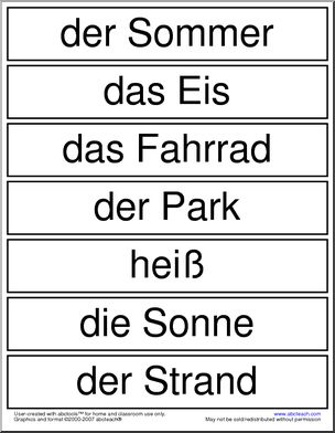 German: Word Wall – Summer – Abcteach