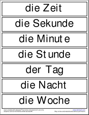 German: Word Wall – Time and Season – Abcteach