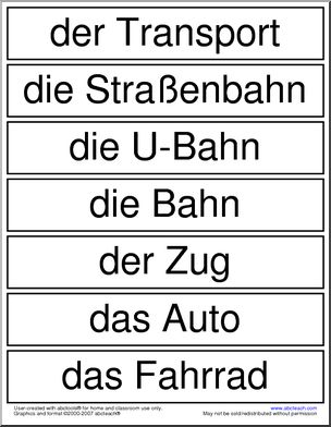 German: Word Wall – Family – Abcteach
