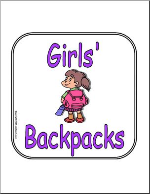 Sign: Girls’ Backpacks – Abcteach