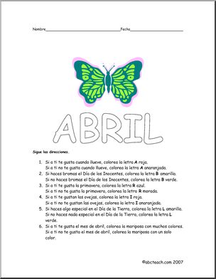 Spanish: “Glyph” – Abril (elementaria) – Abcteach