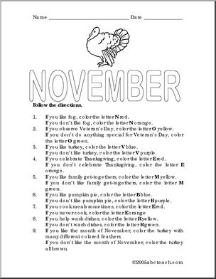 November Glyph – Abcteach