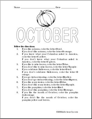 October Glyph – Abcteach