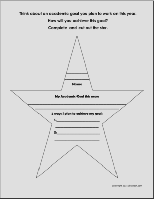 Writing Prompt: Goal Setting Star (b&w) – Abcteach