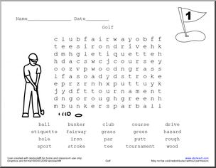 Word Search: Golf words – Abcteach