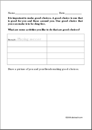 Chart: Making Good Choices (primary/elem) – Abcteach