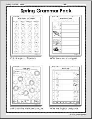 Spring Grammar Pack – Abcteach