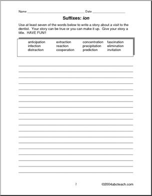 Suffixes – ION/TION Rules and Practice – Abcteach