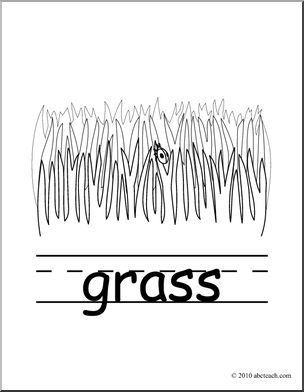 Clip Art: Basic Words: Grass B&W (poster) – Abcteach