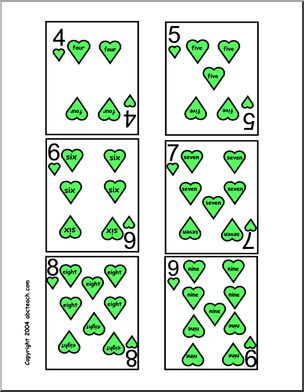 Math Cards: Candy Heart Deck – Green Set – Abcteach