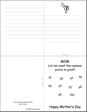 Greeting Card: Mother’s Day Reasons (foldable) (elem) – Abcteach