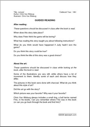 Jumanji (primary) Guided Reading – Abcteach