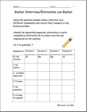 Spanish: Spanish 1 – Entrevista con el verbo “hay” . Forma B ...