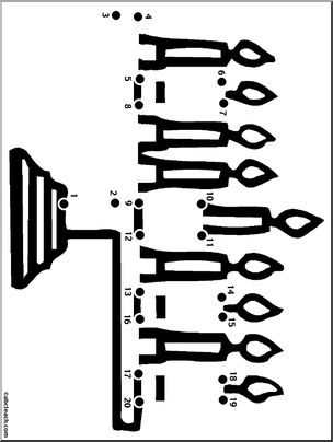Dot to Dot: Hanukkah – Menorah (to 20) – Abcteach