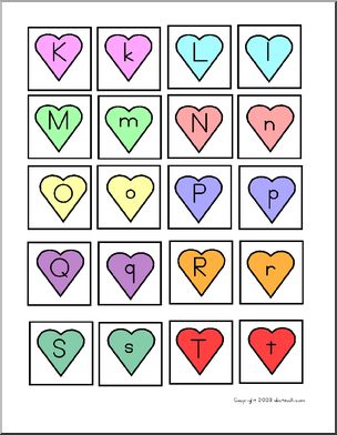 Matching Game: Hearts Set 2 ( Kk-Tt ) – Abcteach