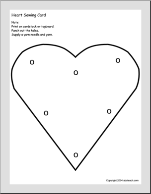 Sewing Card: Heart – easy – Abcteach