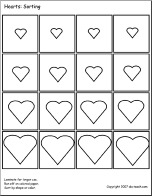 Sorting: Hearts (b&w) – Abcteach