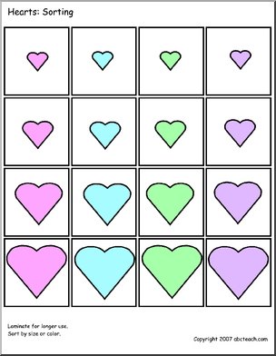 Sorting: Hearts (color) – Abcteach