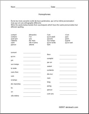 French Phonetics/Pronunciation – Abcteach