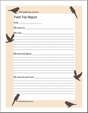 Project: Bird-Watching Journal- Field Trip Report – Abcteach
