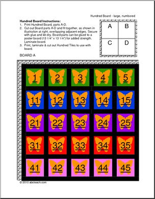 Hundred Board: Butterfly Board (color) – Abcteach