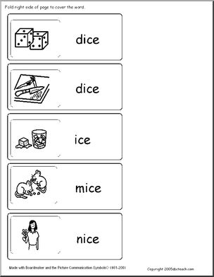 Word Family – ice words Flashcards – Abcteach