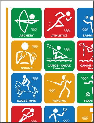 Large Poster: Summer Olympics Icons (4 page) – color – Abcteach